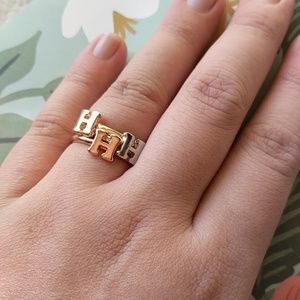 BaubleBar | Jewelry | Nwot Silver H Letter Ring Stackable Alphabet ...